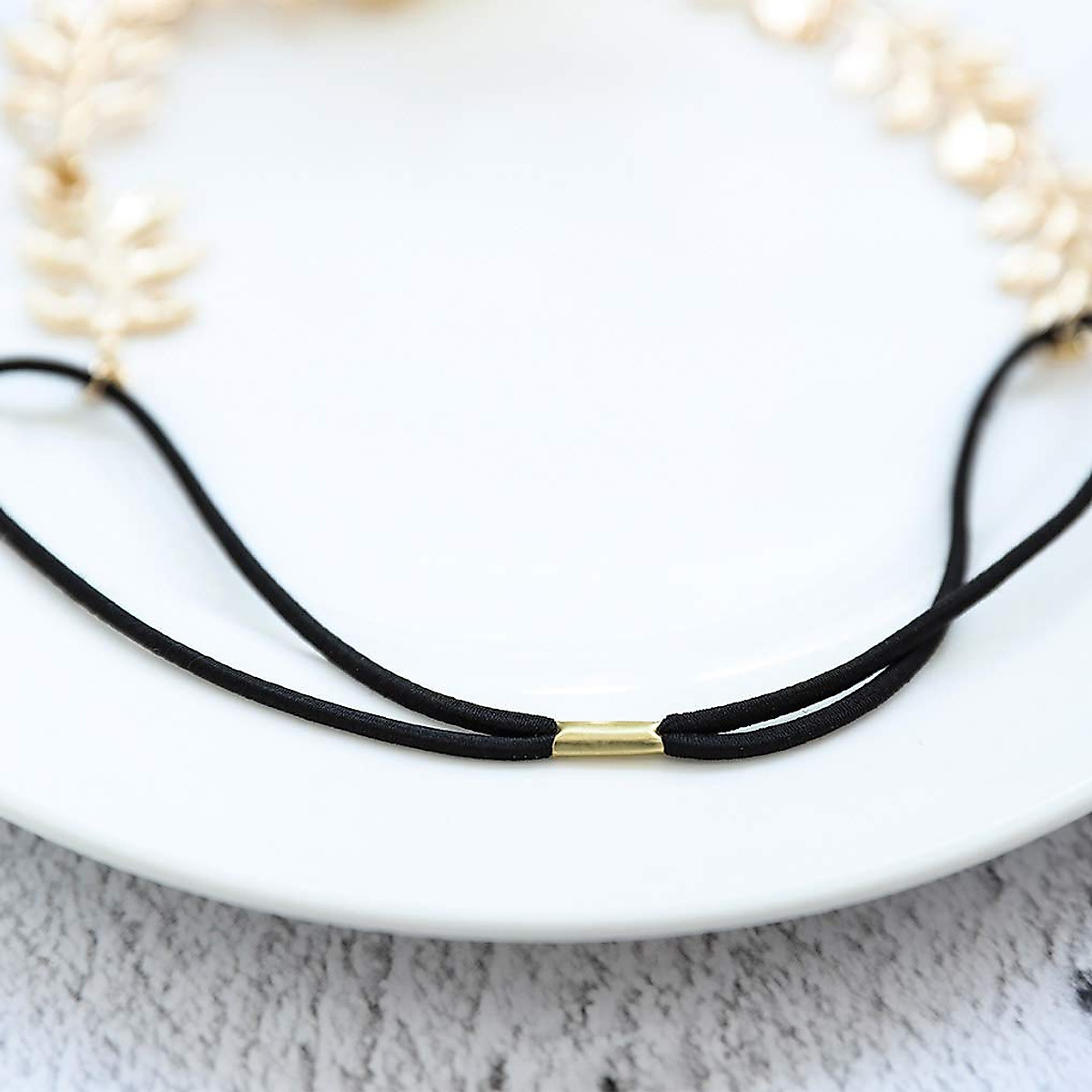 Yalice Leaf Hair Chains Elastic Headpieces Princess Head Chain Goddess Decoration Wedding Hair Acessories Festival Prom Headbands for Women (Gold)