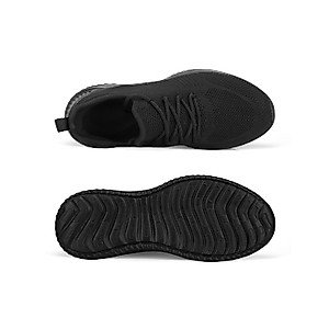 Slip On Sneakers for Women-Fashion Sneakers Walking Shoes Non Slip Lightweight Breathable Mesh Running Shoes Comfortable All Black 8.5