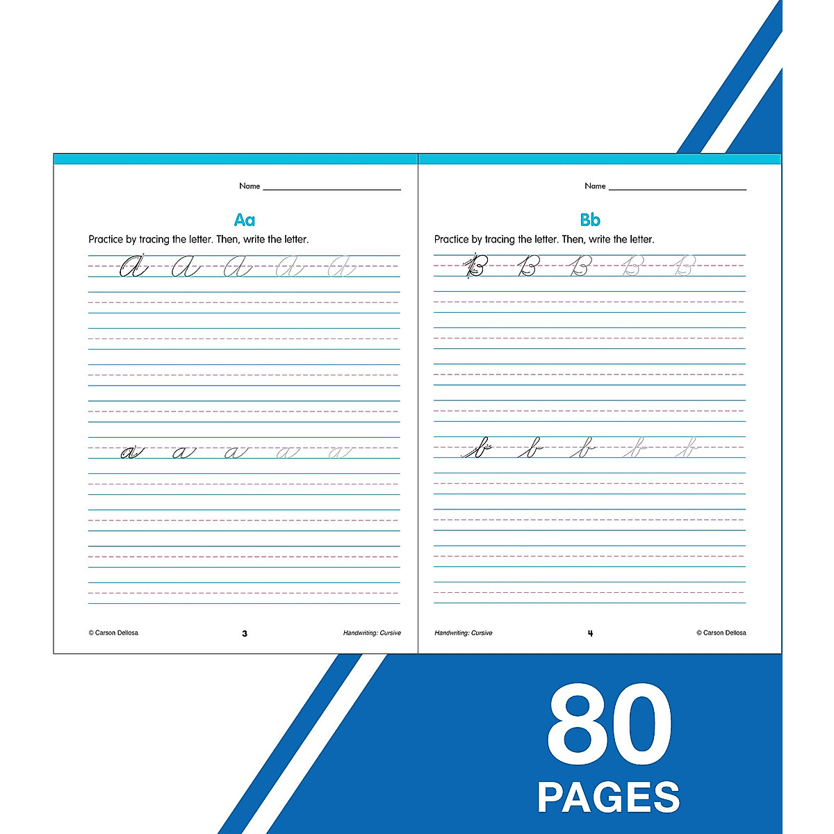 Carson Dellosa Cursive Handwriting Workbook for Kids, Grades 3-5 Cursive Letter Tracing Book, Cursive Handwriting Practice and Letter Tracing for Beginners Workbook for Homeschool or Classroom