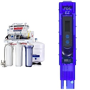 iSpring RCC1UP-AK 100GPD Under Sink 7-Stage Reverse Osmosis RO Drinking Filtration System and Ultimate Water Softener,White & HM Digital TDS-EZ Water Quality TDS Tester, 0-9990 ppm Measurement Range