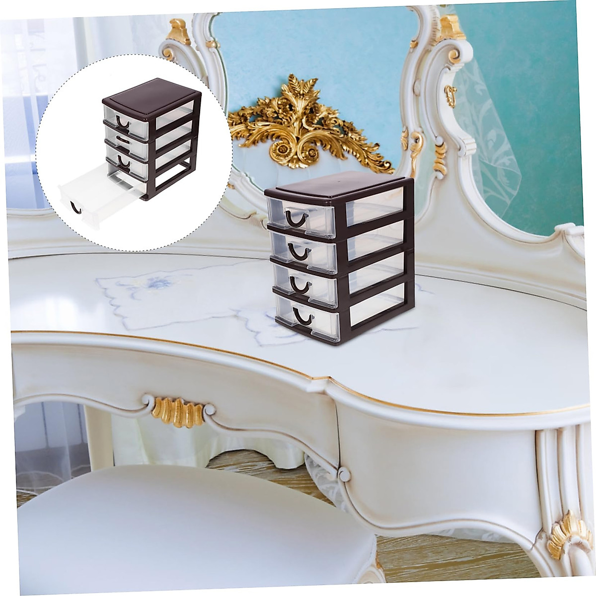 ABOOFAN 4 Cosmetic Containers Compact Stacking Drawer Sundries Holder Cosmetic Organizer Drawers Storage Boxes for Organizing Toiletry Containers Bin Organizer Storage Rack Office Desktop