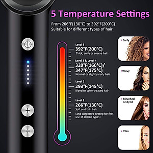 Padcist Hair Straightening Brush, Heat Brush, Hair Straightener, Hot Brush, Portable Straightening Comb, Hair Straightener for Natural and Color-treated Hair, 5 Temperature Settings with Burn-proof