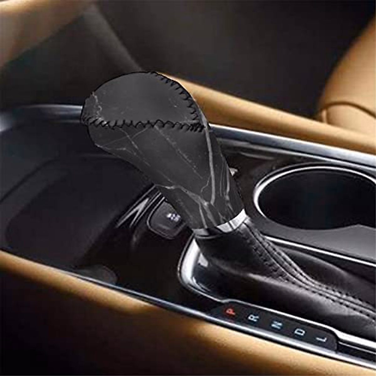 HUISEFOR Universal Car Interior Gear Shift Cover Premium Neoprene Auto Handbrake Cover Durable Black Marble Pattern Vehicle Accesories 2 Packs