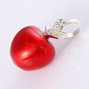 Christmas Apple Charms Authentic 925 Sterling Silver Red Apple Dangle Beads for Bracelet Necklace-Great Gift Ideal