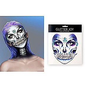 Skull Face Jewels Day of the Death Face Gems for Halloween Face Decals,6-Pack
