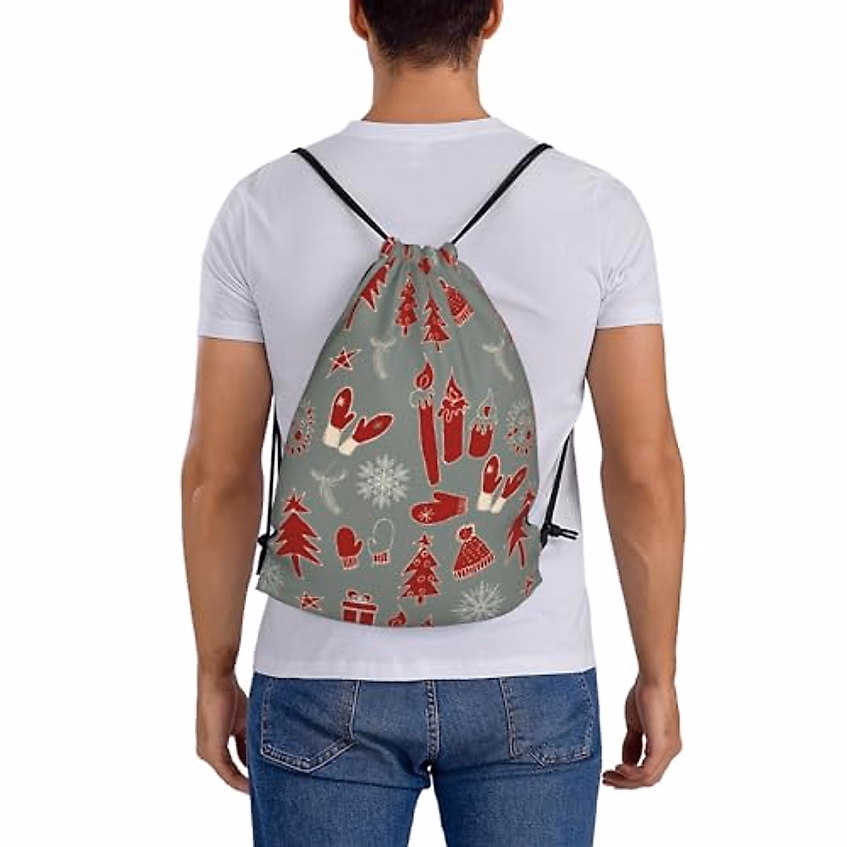 Delhiponics Red Decorative Elements Drawstring Backpack Waterproof Gym Sports Trave String Bag Adjustable Lightweight Drawstring Bag Sports Dance Sackpack