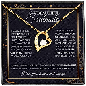 To My Wife Necklace, to My Future Wife Necklace, to My Soulmate Necklace For Girlfriend Forever Love Necklace (18k Yellow Gold Finish)
