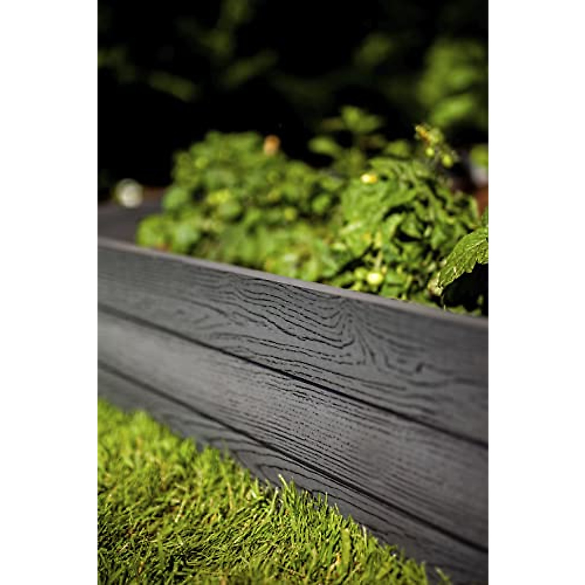 Vita Urbana 4 Foot x 4 Foot x 11 inch Embossed Vinyl Modular Garden Bed, Slate Gray, Grey, Woodgrain, PVC, BPA and Pthalate Free, VT17600