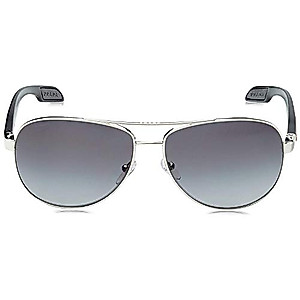 Prada Linea Rossa Lifestyle PS 53PS 1BC5W1 Steel Metal Aviator Sunglasses Grey Gradient Polarized Lens