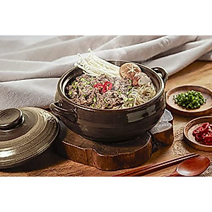Dolsot Korean Stone Bowl Clay Pots For Cooking Korean Pot Ceramic Cooking Pot Korean Stone Pot Korean Bowl Onggi Kimchi Pot Stone Donabe Pot Crazy Claypot Ttukbaegi Pot With Lid 뚝배기 (large 34oz)