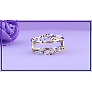 Dazzlingrock Collection 0.25 Carat (Cttw) 14K Diamond Women Wedding Enhancer Ring Guard Ring 1/4 CT, Yellow Gold, Size 6.5