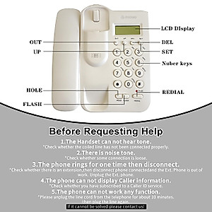 Wired Telephone, Desktop Telephone, Fixed Telephone, Caller ID Telephone, Front Desk Home Office with Call Display and Other Multi Scene Telephone Sets (White)