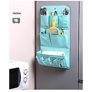 Lerkumey Over Door Hanging Organizer Hanging Storage Bags with 10 Pockets | Multifunctional Storage Bags Organizer with 3Pcs Adhesive Wall Hooks for Wall /Bedroom /Bathroom /Door /Closet (Blue)