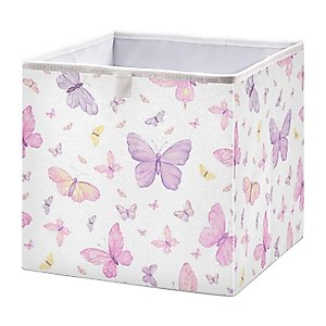 Kigai Colorful Butterfly Cube Storage Bins - 11x11x11 In Large Foldable Storage Basket Fabric Storage Baskes Organizer for Toys, Books, Shelves, Closet, Home Decor