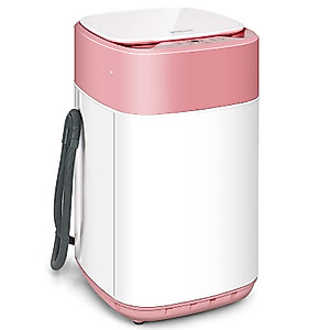 COSTWAY Portable Washing Machine, Built-in Drain Pump, 8Lbs Capacity, Full-Automatic washer with 6 Programs, Child Lock, Compact Laundry Washer for RV, Dorm, Apartment, Pink