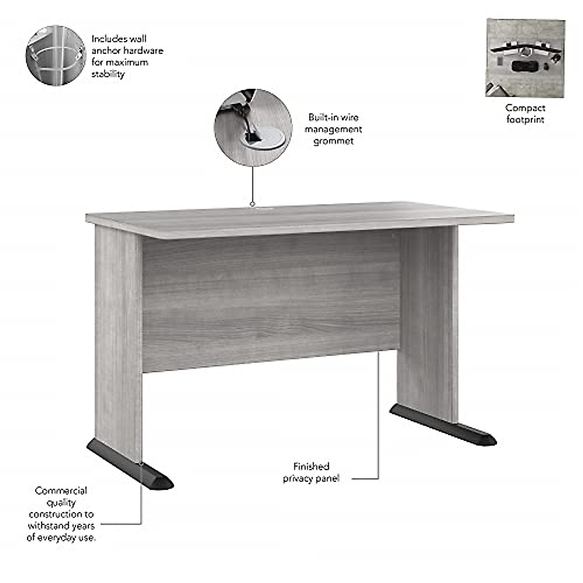 Bush Business Furniture Series A 72W Desk, 48W, Platinum Gray