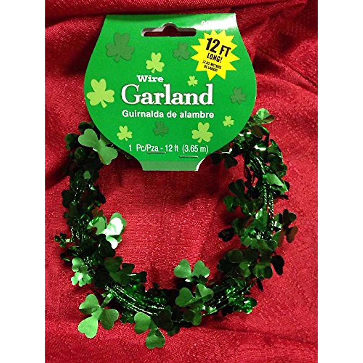 Amscan Saint Patrick's Day Shamrocks Wire Garland, 12', Green