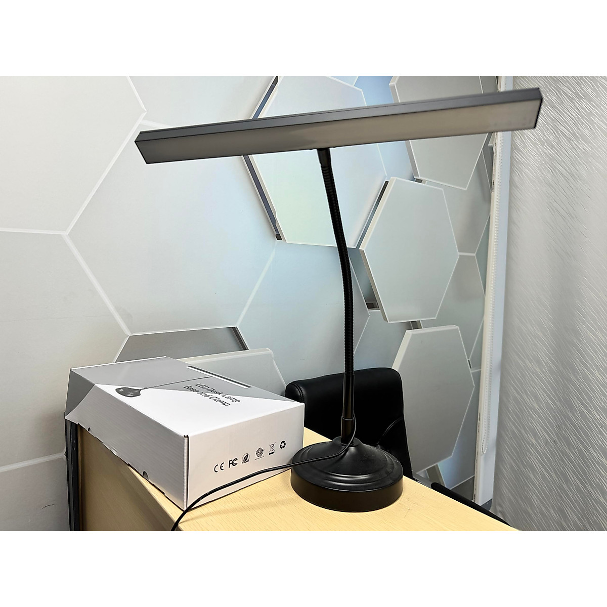 NovoLido LED Piano Desk Lamp, 2-in-1 Bright Flexible Tall Table Lamp with Base & Clamp Interchangeable, 10W Architect Desk Lights for Home Office, 1000lm, 3 Color Modes, 30 Brightness Levels, Black