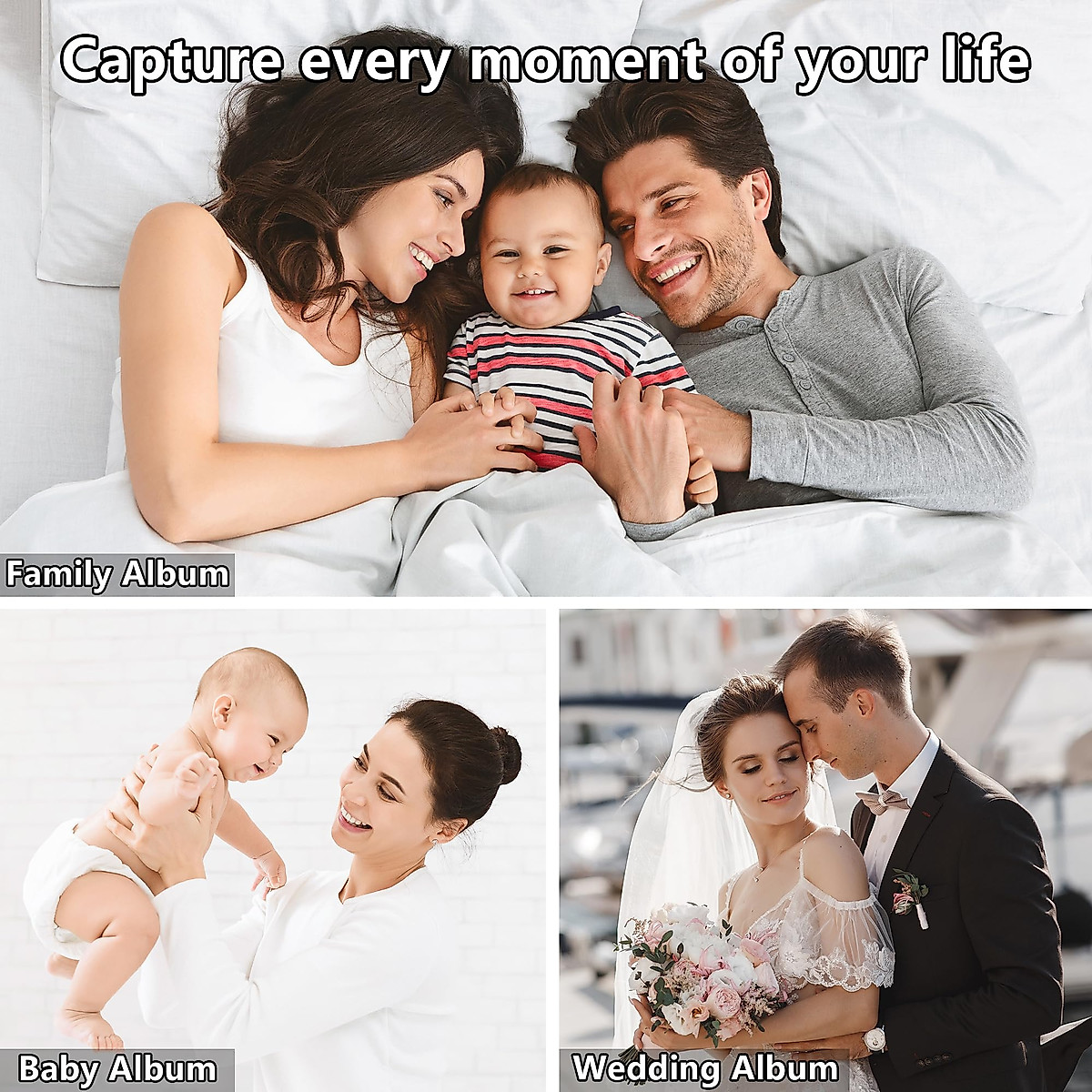 Yopih Photo Album Self Adhesive with Writing Space for 4x6 5x7 8x10 Pictures Scrapbook Album Linen Hardcover Grassgreen DIY Length 11x10.6 Inch 40 Pages with A Metallie Pen