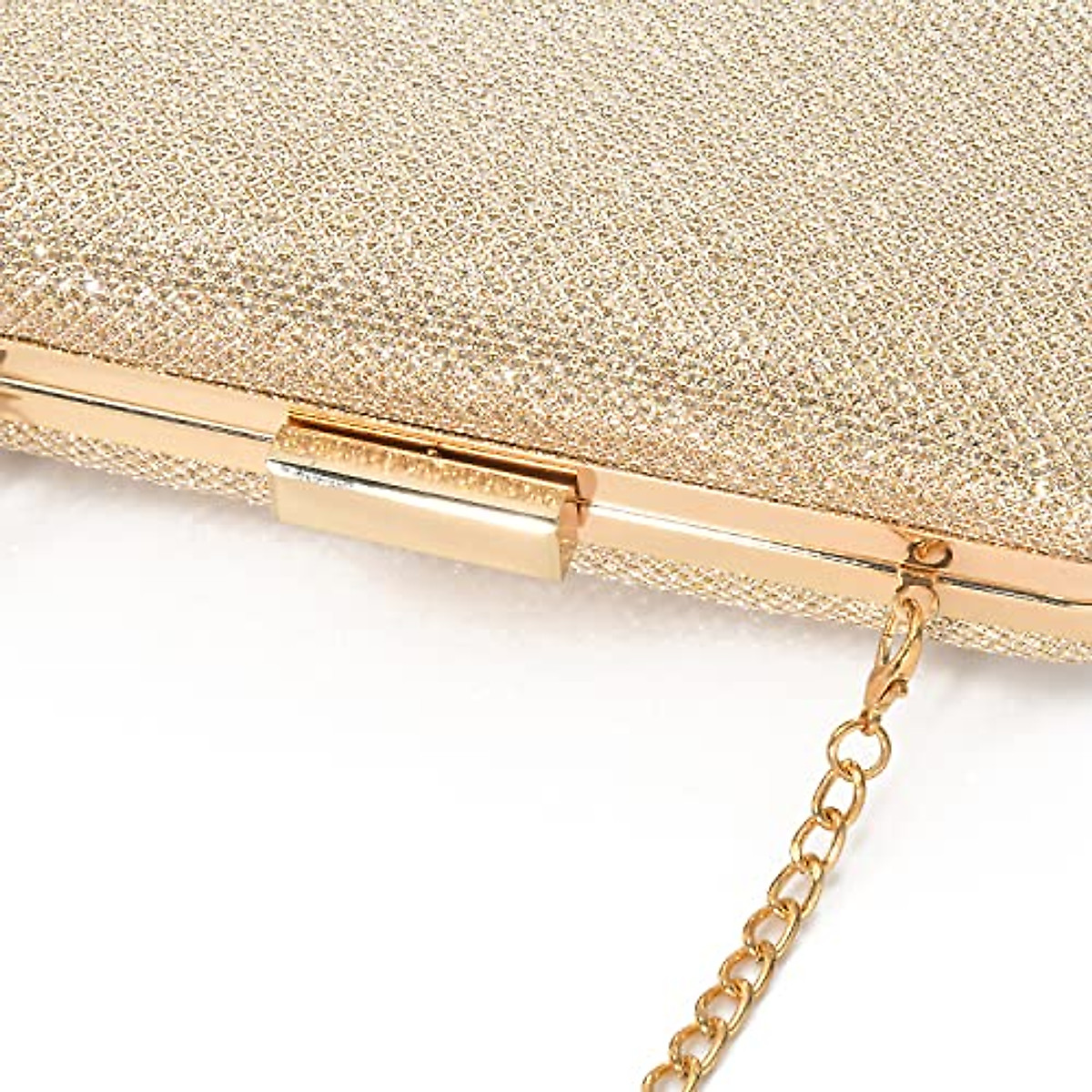 Evening Clutch Bag with Sparkling Glitter for Formal Wedding Graduation Party Elegant Crossbody Shoulder Handbag (Gold)