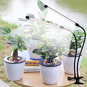 GooingTop LED Grow Light,6000K Full Spectrum Clip Plant Growing Lamp with White Red LEDs for Indoor Plants,5-Level Dimmable,Auto On Off Timing 4 8 12Hrs