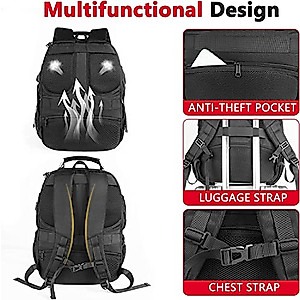 Travel Laptop Backpack, Large Expandable Backpacks with USB Charging Port, Anti Theft College School Bookbag Airline Approved, TSA Business Bag Gift for Women Men Fit 17.3 Inch Computer, Black