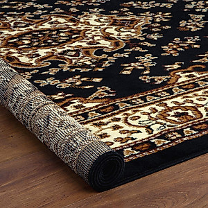 Antep Rugs Kashan King Collection Himalayas Oriental Polypropylene Indoor Area Rug (Black and Beige, 5' x 7')