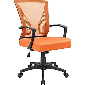 Furmax Office Chair Mid Back Swivel Lumbar Support Desk Chair, Computer Ergonomic Mesh Chair with Armrest (Orange)