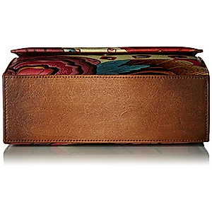 Anna by Anuschka womens Anna Anuschka Painted Leather Women's Flap Crossbody Organizer cross body handbags, Teal Blue-tribal Potpourri, One Size US