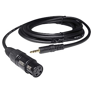 ROCKVILLE 10 Ft. Metal XLR Female to 1/8" TRS Cable-100% Copper (RXLR-AUX),Black