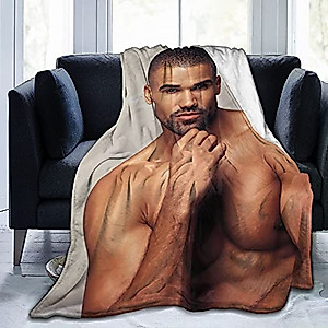 Shemar Moore Soft and Comfortable Warm Fleece Blanket for Sofa,Office Bed car Camp Couch Cozy Plush Throw Blankets Beach Blankets … (Black, 60"x50")
