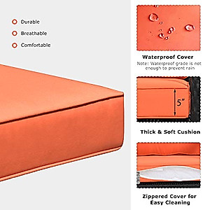 Tangkula Wicker Rocking Chair, Outdoor Glider Rattan Rocker Chair with Heavy-Duty Steel Frame, Patio Wicker Furniture Seat with 5” Thick Cushion for Garden, Porch, Backyard, Poolside (1, Orange)