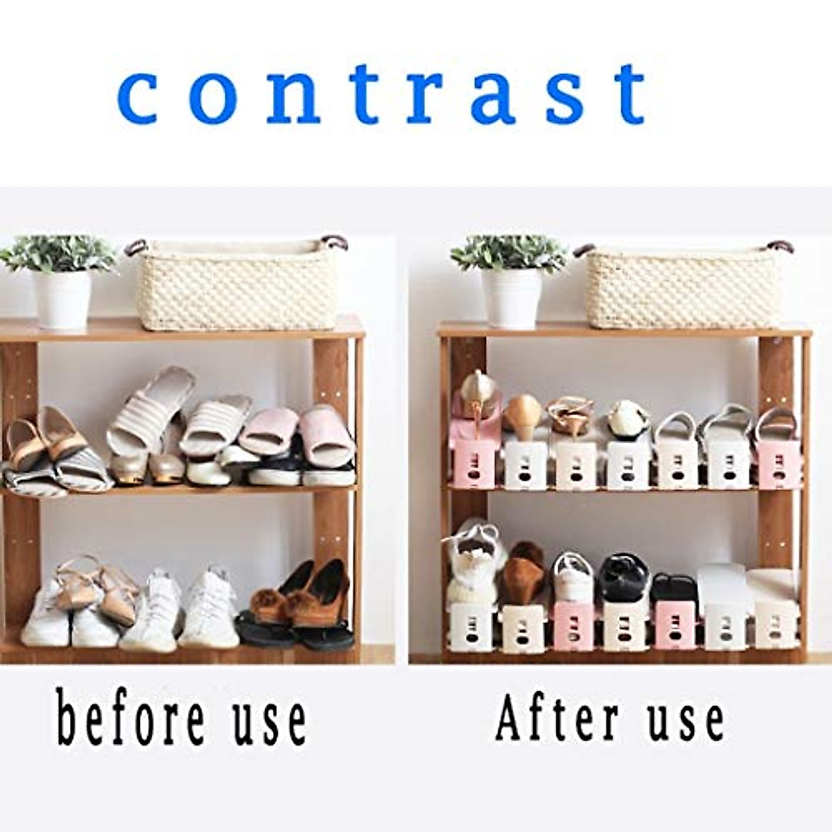 LKH White Shoe Organizer, Shoe Racks for Closets, Shoe Slots Space Saver, Shoe Stackers, Shoe Slots Space Saver - 12 Pack (Color : White)