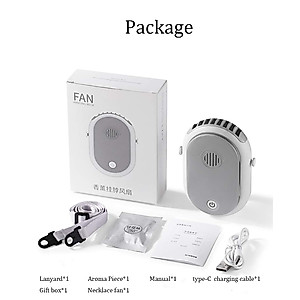 Portable Hanging Neck Fan Wearable Personal Fan Battery Operated USB Rechargeable 3 Speed Mini Handheld Air Conditioning Cooling Refrigeration Necklace Fan for Women Eyelash Camping Outdoor(White))