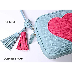 Lightweight Small Crossbody Purse Bag Leather with Tassel for Girls Women with Adjustable Straps Design in Italy (Sky Blue)