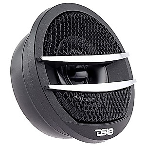 DS18 TX1S Tweeter X1 1.38-inch 200 Watts Max Pei Dome Ferrite Tweeters with Mounting Kit Angle, Flush, & Surface - Set of 2 (Black/Silver)