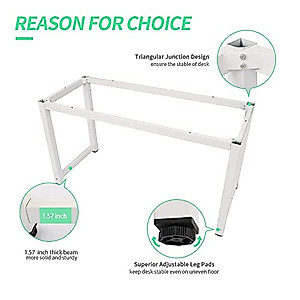 Coral Flower Modern Studio Collection Soho Computer Office Desk Simple Study Table Sturdy Writing Desk Workstation for Home Office, 47 Inch, Walnut with White Metal Frame