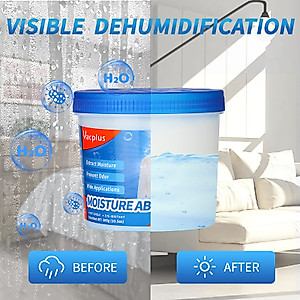 Vacplus Moisture Absorbers Dehumidifier Bucket -Unscented for Closet, Highly Absorbent for basements, bathrooms, boats, RVs, 10.5 OZ Replaceable, 6 PACK