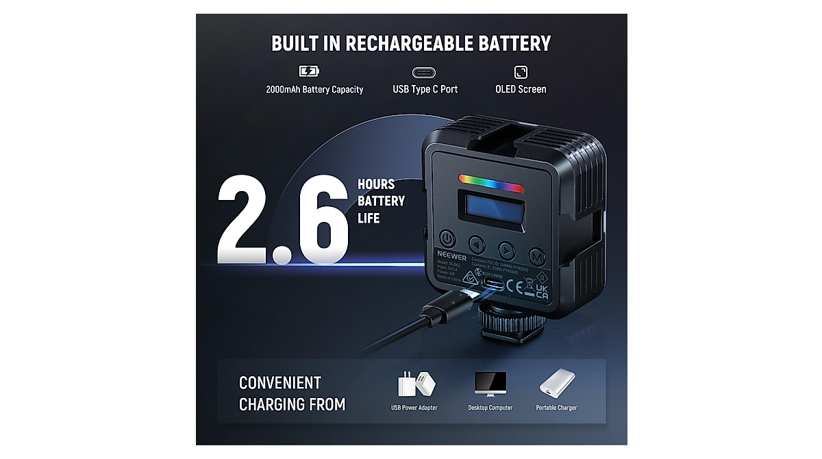 NEEWER RGB62 Magnetic RGB Video Light with APP Control