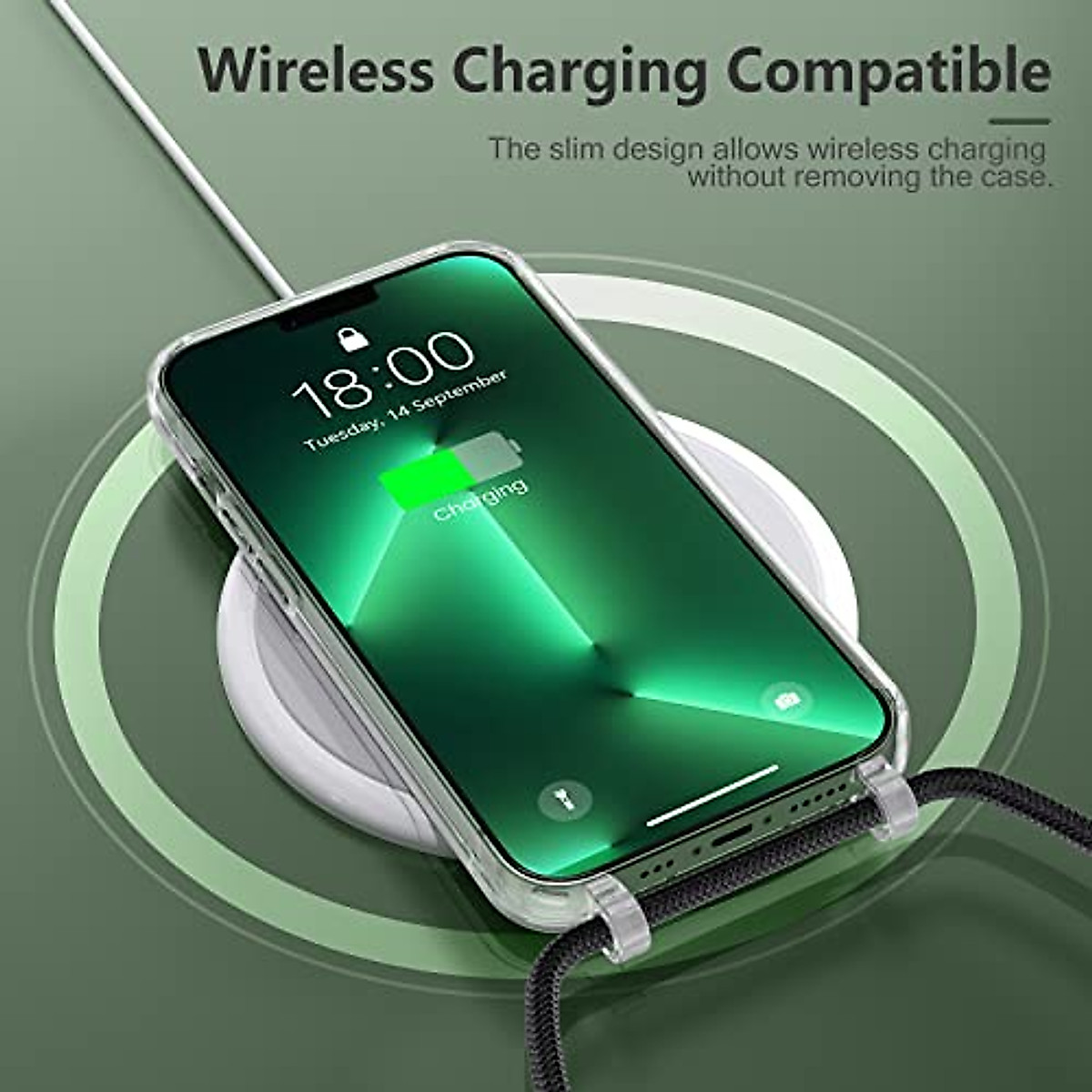 Caka Compatible with iPhone 13 Pro Max Clear Case, Compatible with iPhone 13 Pro Max Case with Strap Crossbody Adjustable Neck Lanyard Case Phone Cover Designed for iPhone 13 Pro Max 6.7”-Clear