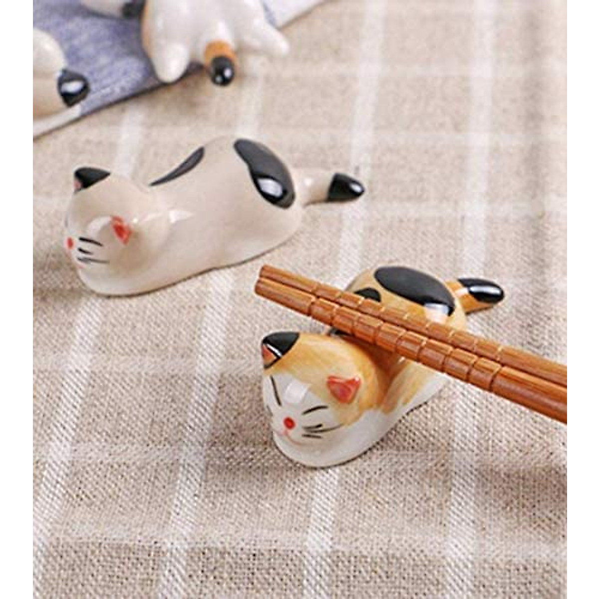 Porcelain Knife Rests Chopstick Rest set, Cat Chopsticks Rest Dinner Spoon Stand Knife Fork Holder, Delightful Cat Shaped Chopsticks Holder - Ideal gift for Mother's Day, Christmas