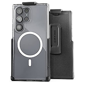 Encased Magnetic Belt Case Set Designed for Samsung Galaxy S23 Ultra with Holster Clip - Compatible with MagSafe (Clear) (S23 Ultra 6.8-inch 2023)