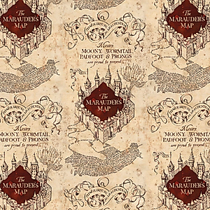 Harry Potter Wizarding World Marauders Map Tan Premium Quality 100% Cotton Fabric by 1/2 of a Yard.