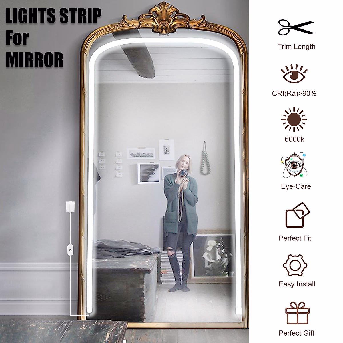Blikshin LED Vanity Lights for Mirror, Lights for Body Mirror, 10FT/Ultra Bright/Dimmable/360LEDs/ELT 12V, for Bathroom Mirror/Dressing Mirror/Full Body Mirror