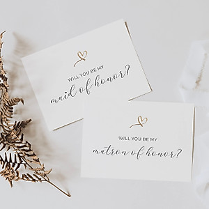 Bridesmaid Cards - Gold Heart