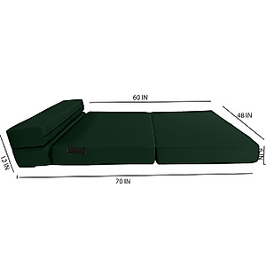 D&D Futon Furniture Portable Folding Bed Mattress, Studio Guest Beds, RV Mattresses, High Density Foam (Hunter Green, 6 x 48 x 80)