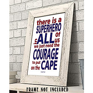 Superhero In All of Us - Inspirational Quotes Wall Decor, Modern Typographic Wall art Print With Superman Inspirational Quotes Is For Home, Office, School, & Gym Wall Décor. Unframed - 8 x 10"