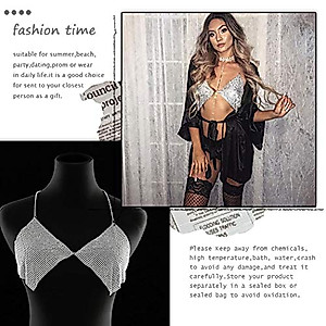 Bodiy Boho Crystal Body Chains Bra Silver Sexy Bikini Body Chain Jewerly for Women and Girls
