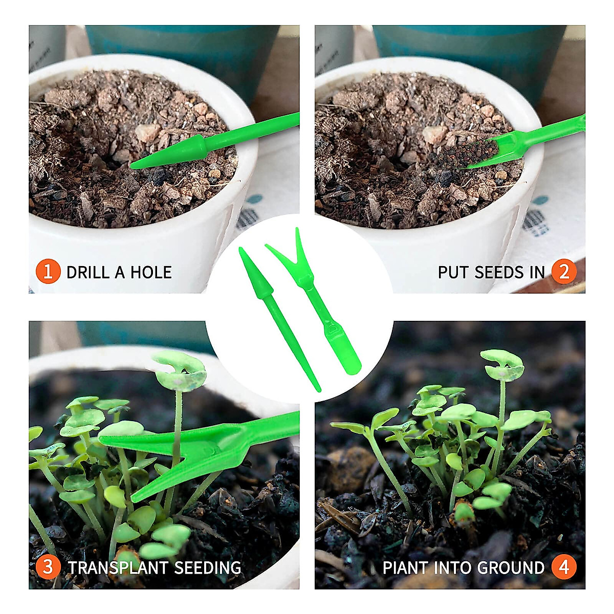 MICALOR Auger Drill Bit for Planting Set of 4, Garden Ground Earth Spiral Drill Bit for 3/8" Hex Drive Drill, Easy Bulb Auger for Post Hole Digger Flowers