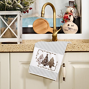 ARKENY Christmas Kitchen Towels Set of 2,Beige Xmas Tree Snowman Dish Towels 18x26 Inch,Hoilday Farmhouse Home Decoration AD098